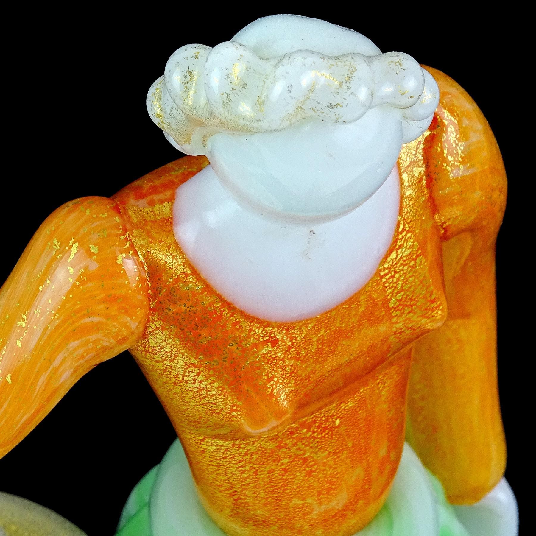 Artisti Barovier Murano 1935 Orange Green Gold Italian Art Glass Woman ...
