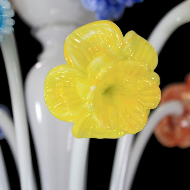 Artistic Chandelier 5 Arms White Murano Glass, Vitreous Details by ...