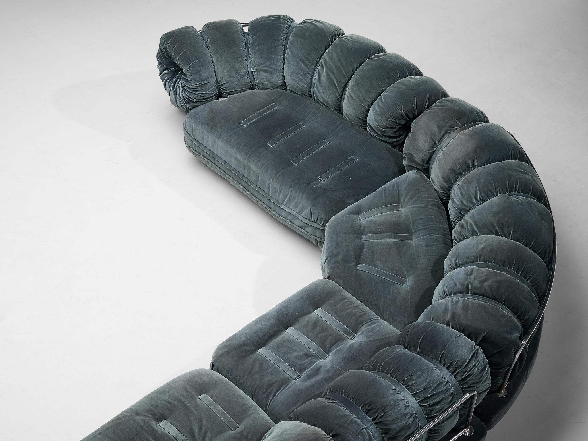 Artistic Grandiose Italian Sofa in Bright Blue Stone Velvet For Sale at ...