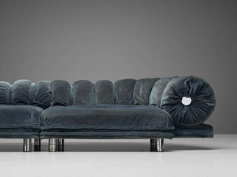 Artistic Grandiose Italian Sofa in Bright Blue Stone Velvet For Sale at ...