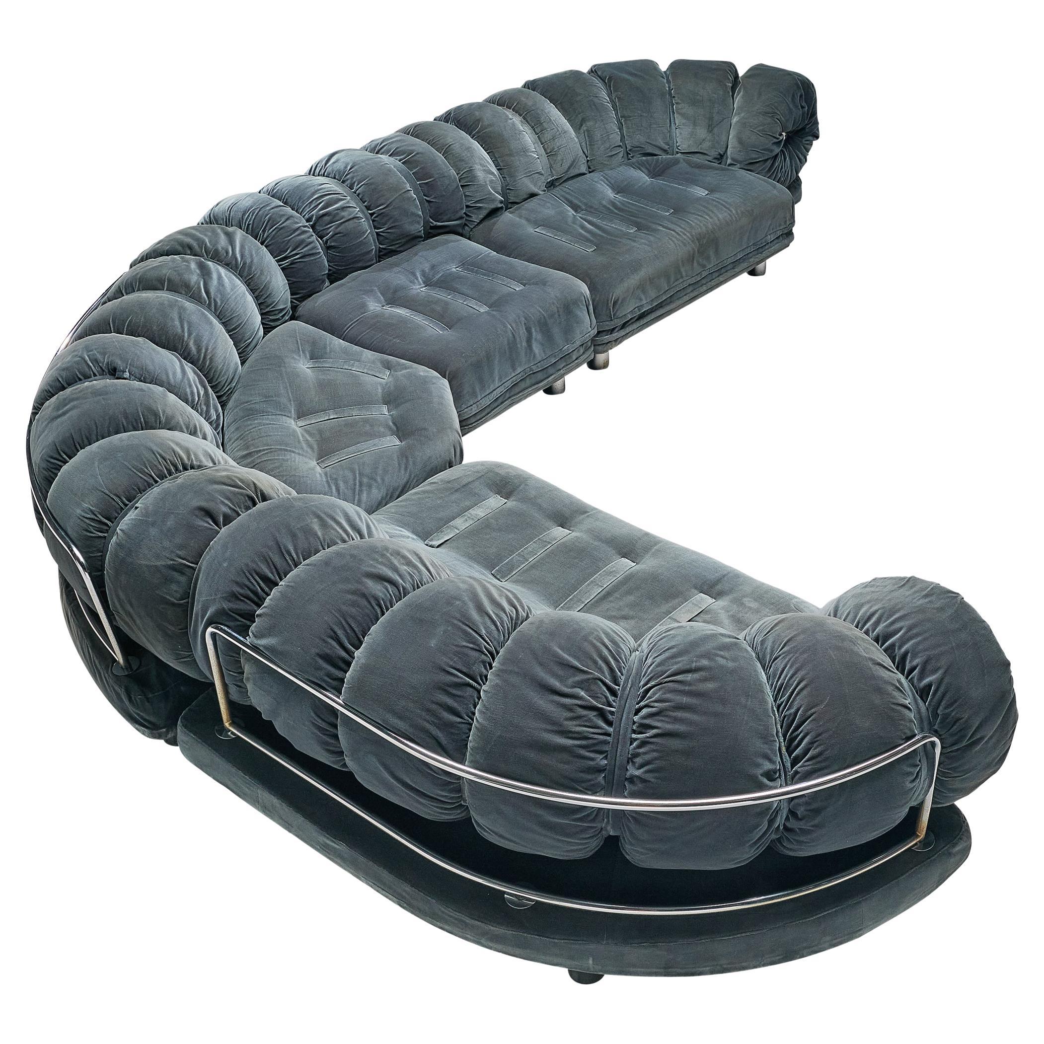 Artistic Grandiose Italian Sofa in Bright Blue Stone Velvet For Sale at ...