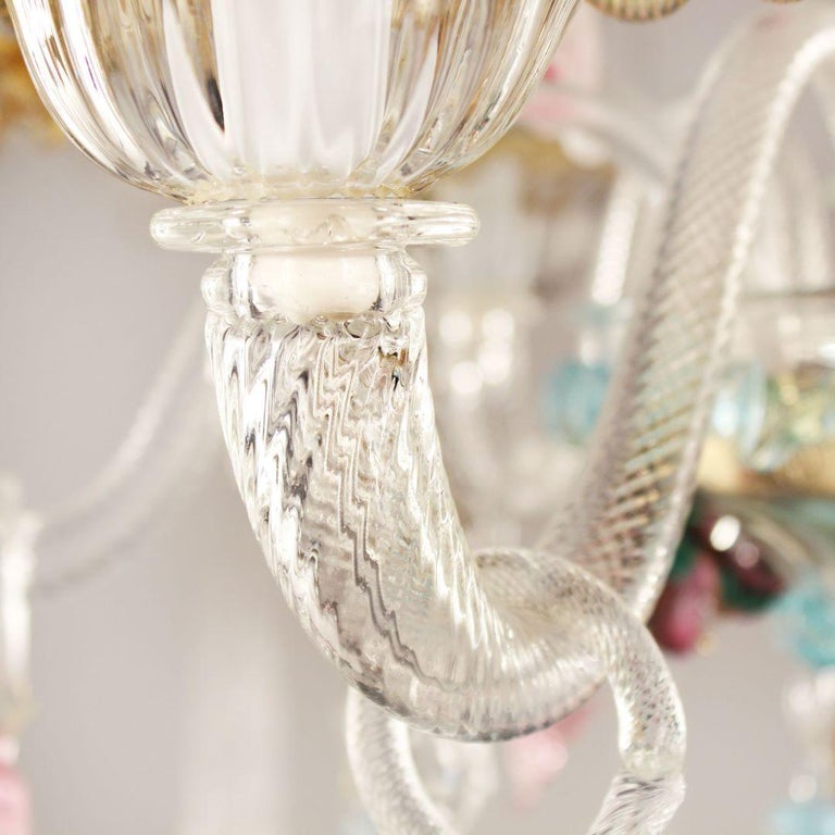 Artistic Murano Sconce 3+2 Arms Clear and Multi-Color Glass Toffee by ...