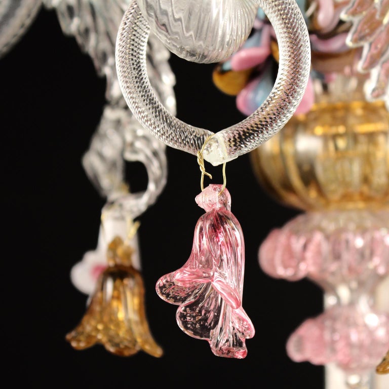 Artistic Murano Sconce 3+2 Arms Clear and Multi-Color Glass Toffee by ...