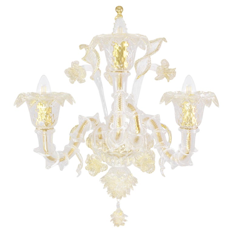 Artistic Rezzonico Sconce 3 Arms Crystal-Gold Glass by Multiforme For ...