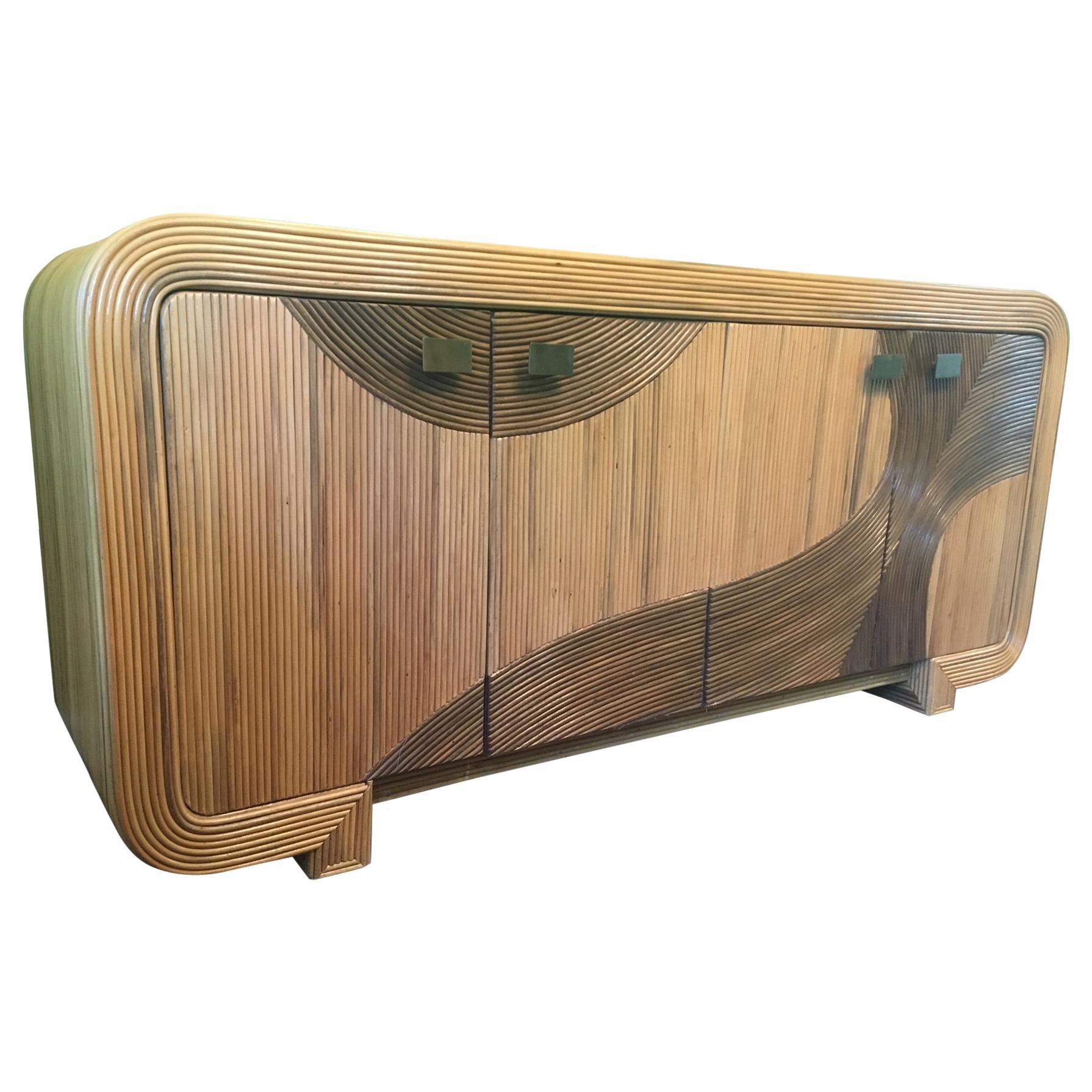 Artistic Split Reed Wrapped Rattan Buffet For Sale at 1stDibs