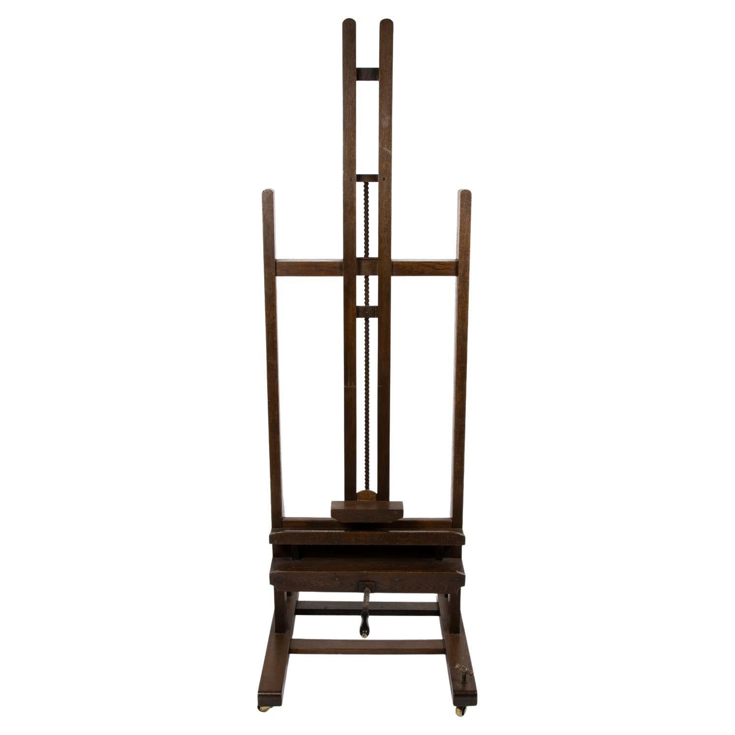 Large Vintage Artist's Easel, English, Beech, Picture, Tripod, Canvas ...