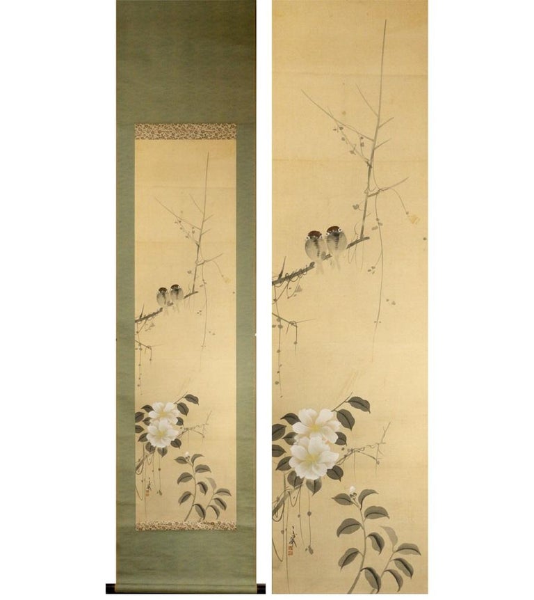 Artists Kashiro Ashimi Meiji Period Bird Scroll Japan 20c Artist ...