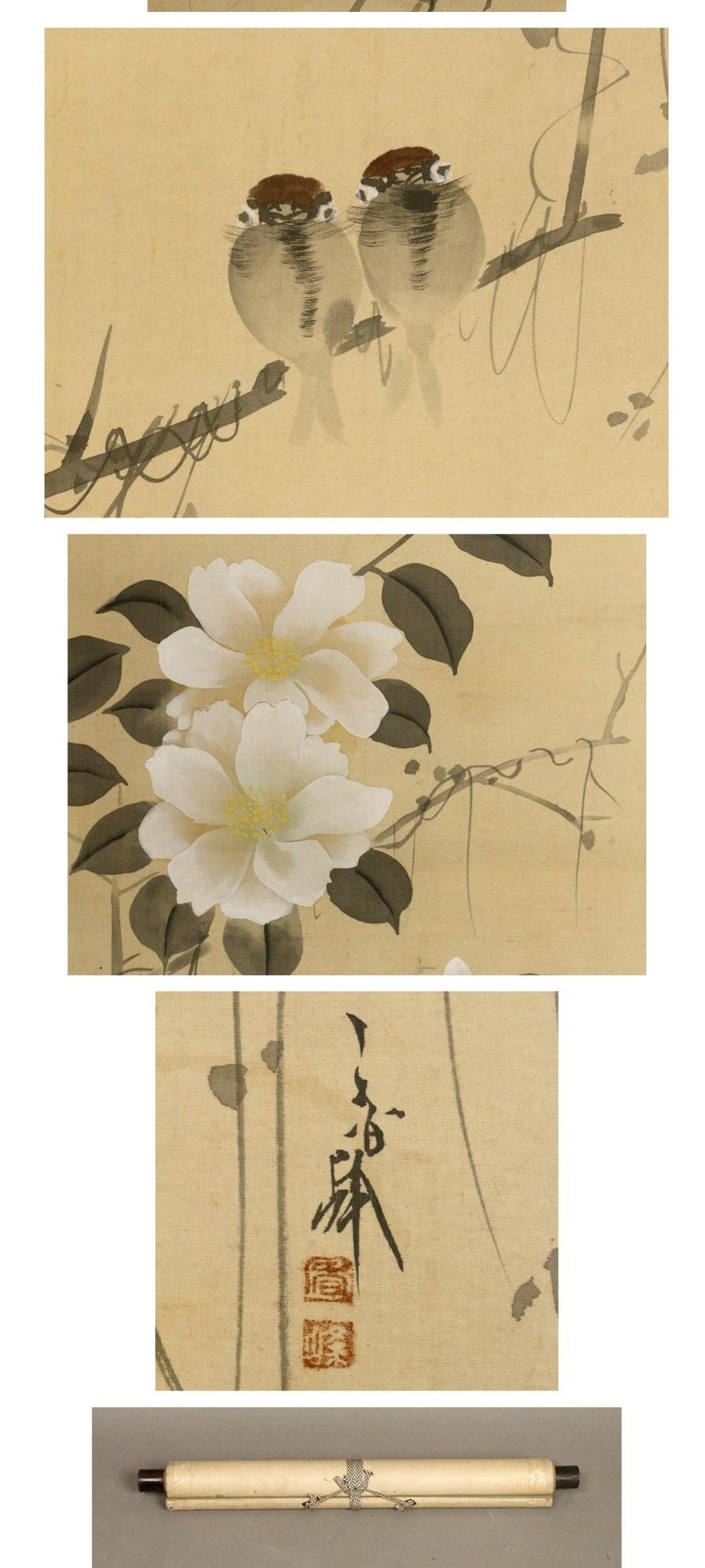 Artists Kashiro Ashimi Meiji Period Bird Scroll Japan 20c Artist ...