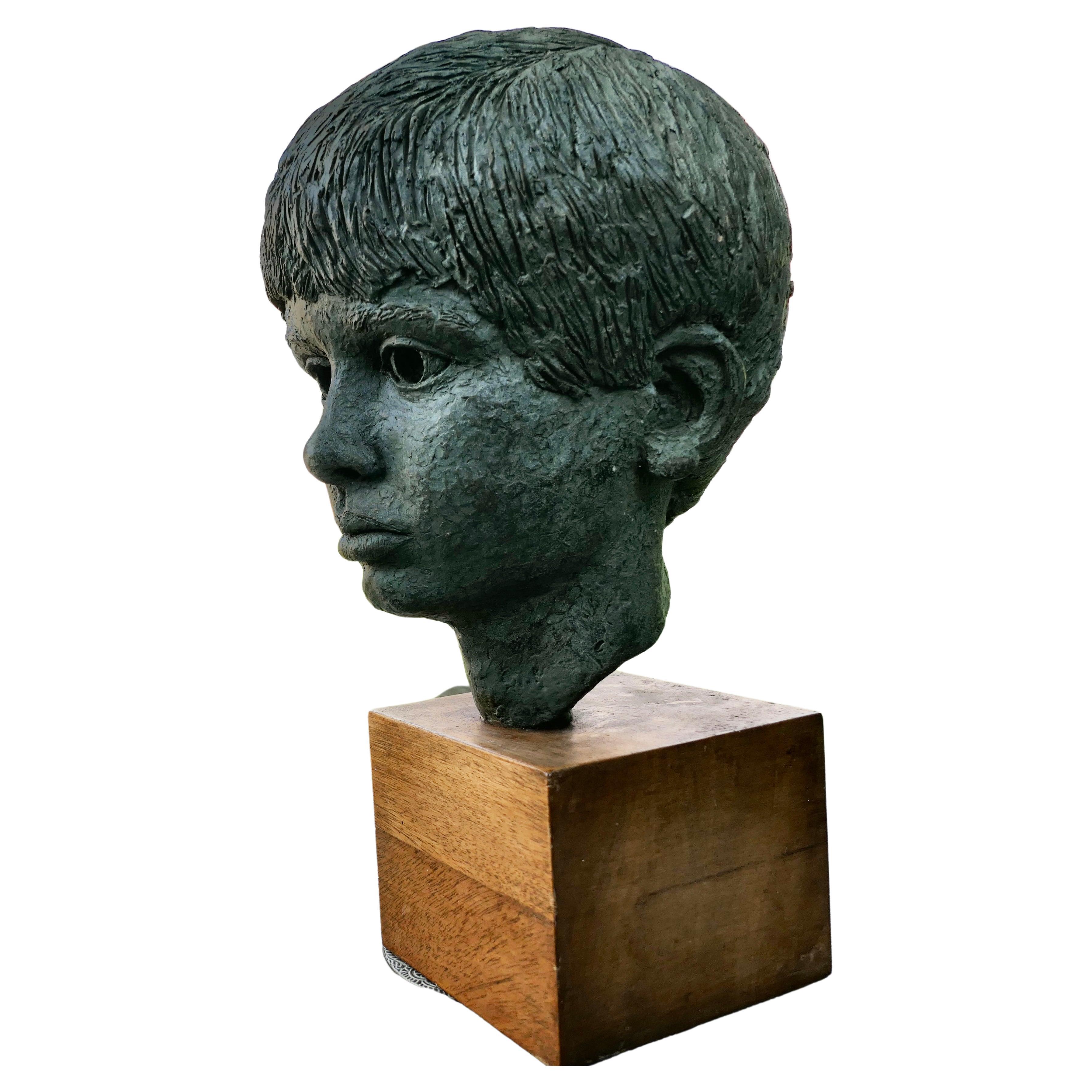 Signed Plaster Portrait Bust of a Boy at 1stDibs