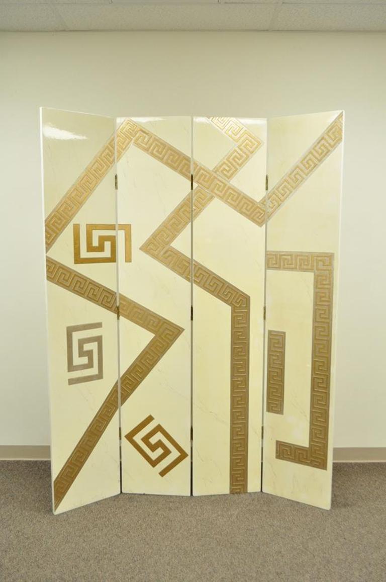 Artmax Decorator Greek Key Hollywood Regency Style 4-Panel Screen Room ...