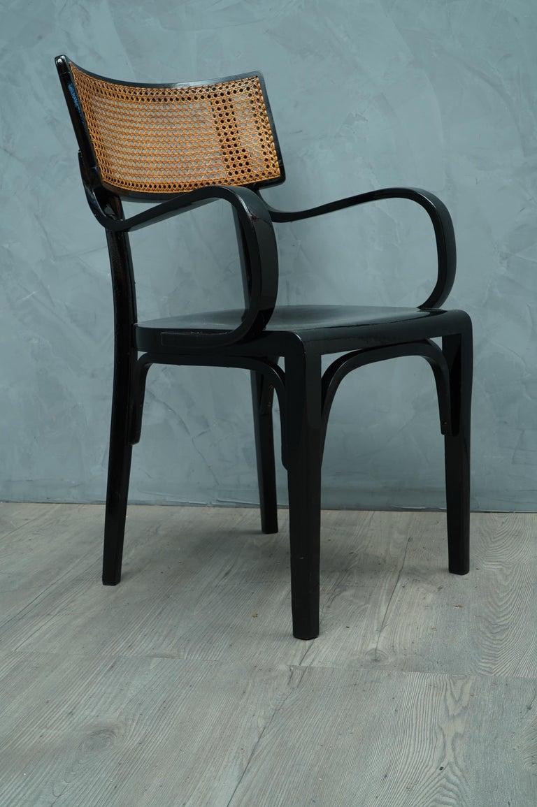 Artnouveau Black Wood and Vienna Straw Chairs, 1910 For Sale at 1stDibs
