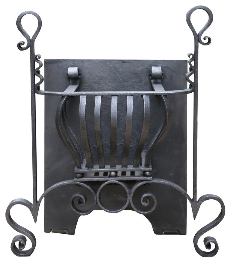 Arts and Crafts Antique Wrought Iron Grate For Sale at 1stDibs