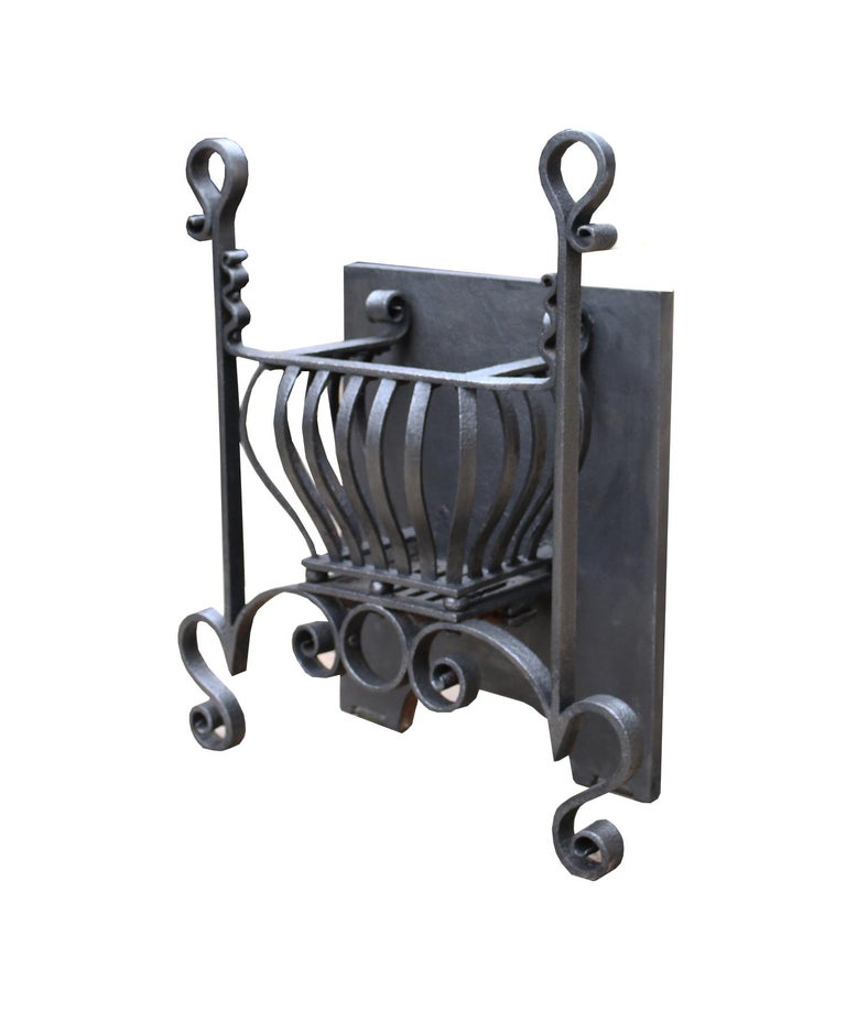 Arts and Crafts Antique Wrought Iron Grate For Sale at 1stDibs