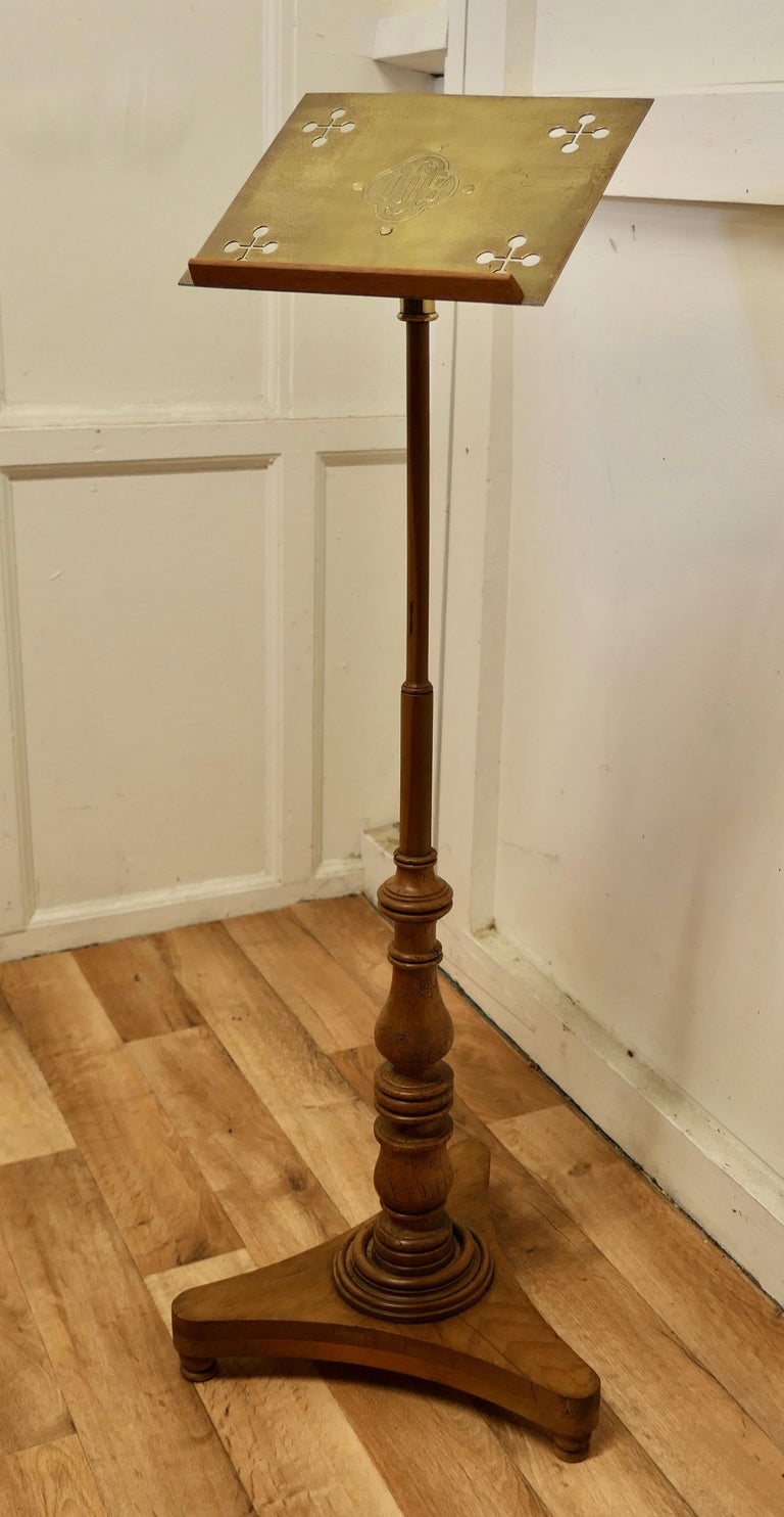 Arts and Crafts Beech and Brass Menu Podium, Reading Stand For Sale at ...