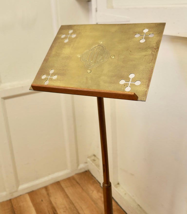 Arts and Crafts Beech and Brass Menu Podium, Reading Stand For Sale at ...