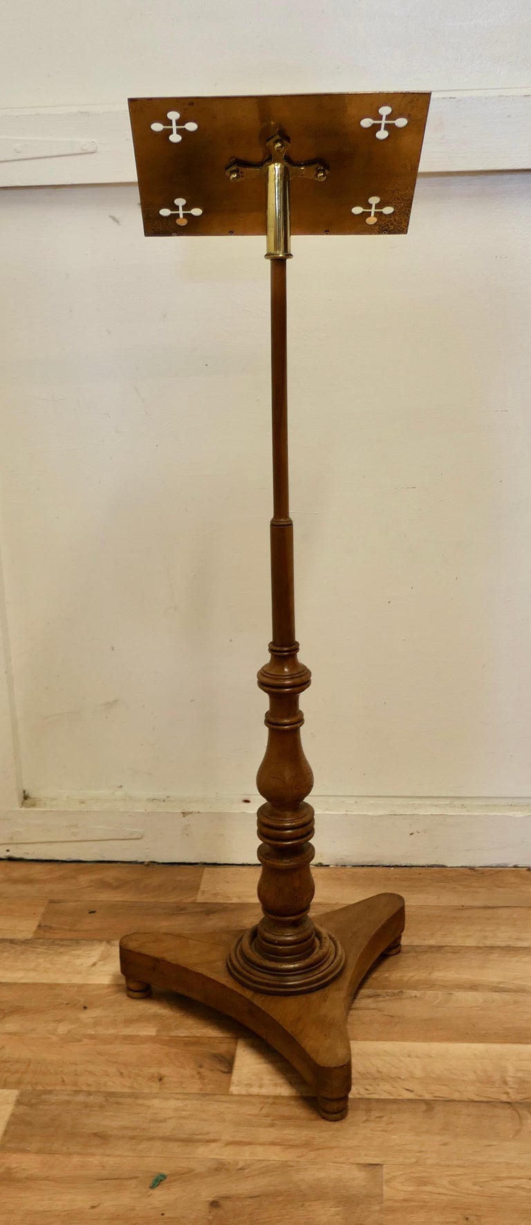 Arts and Crafts Beech and Brass Menu Podium, Reading Stand For Sale at ...