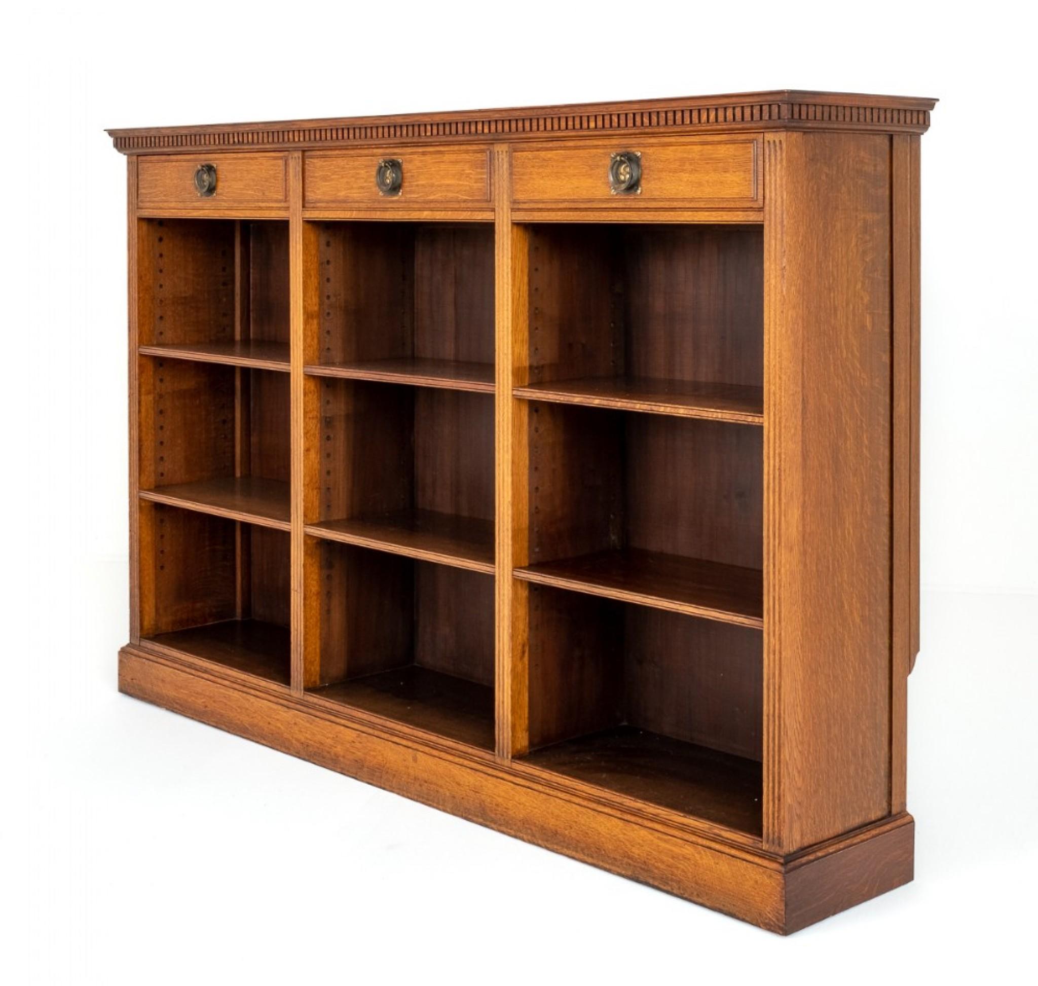 Arts and Crafts Bookcase Oak Open Front For Sale at 1stDibs