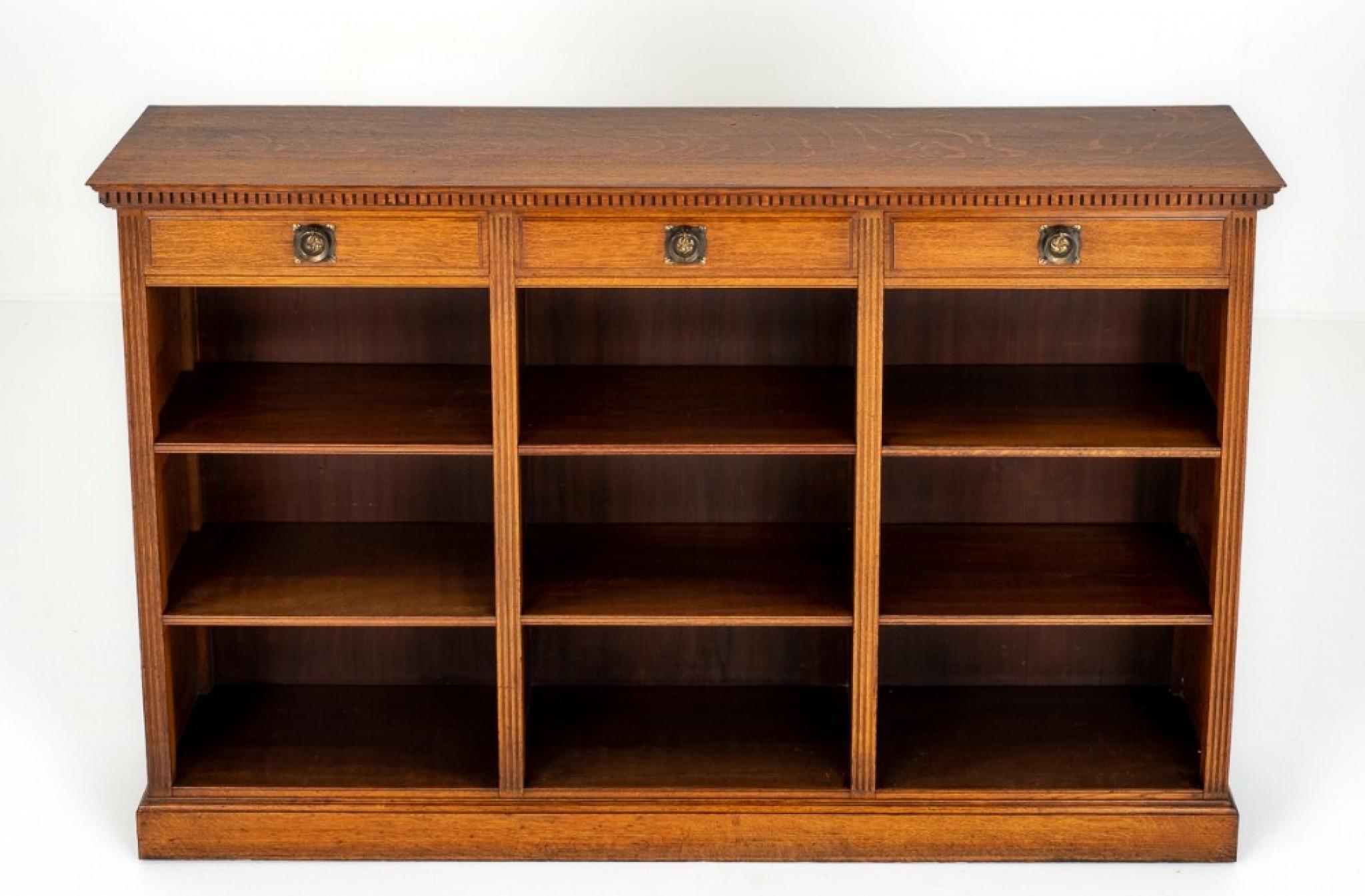 Arts and Crafts Bookcase Oak Open Front For Sale at 1stDibs