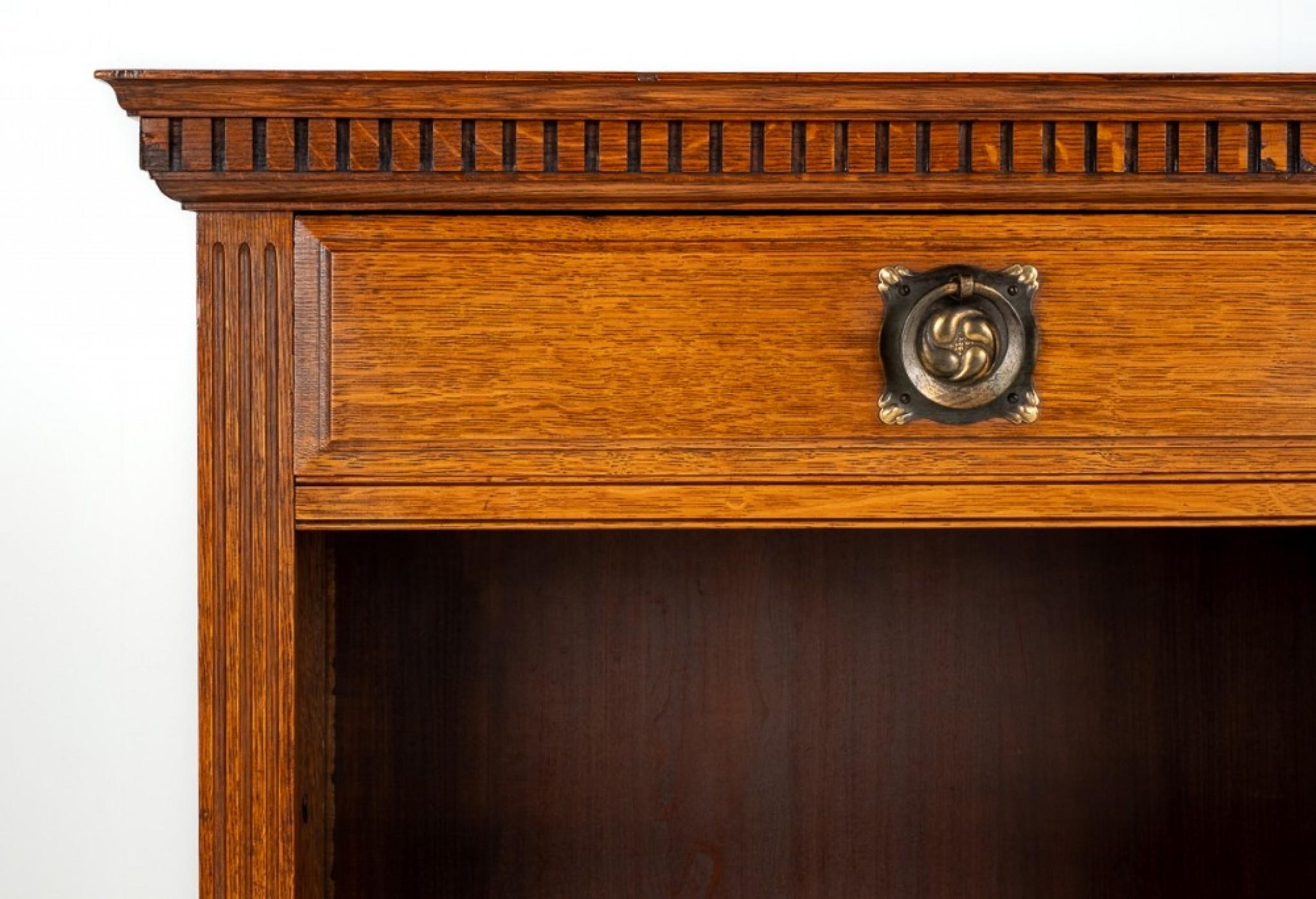 Arts and Crafts Bookcase Oak Open Front For Sale at 1stDibs