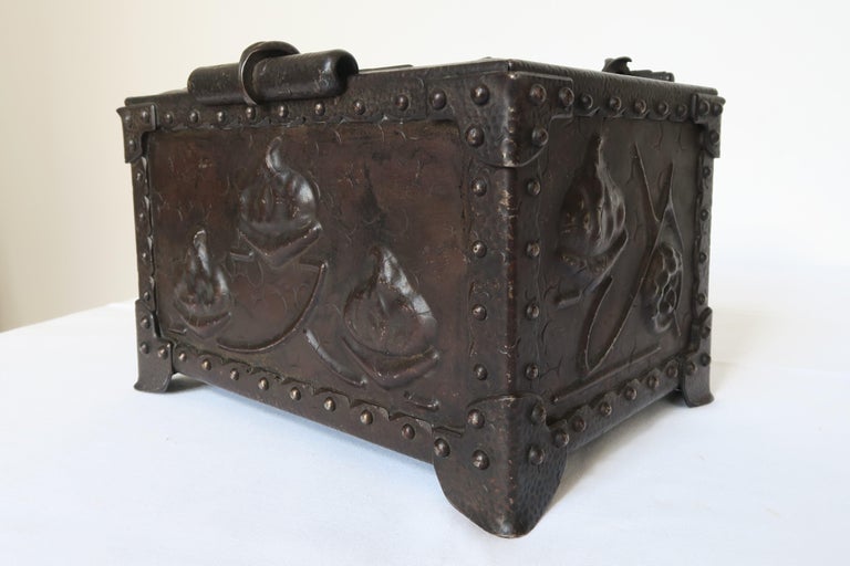 Arts and Crafts Box Iron Chest, circa 1920 For Sale at 1stDibs
