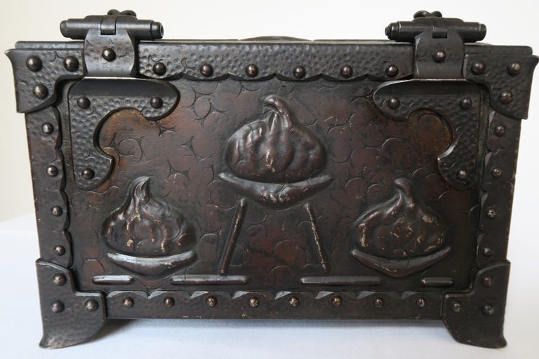 Arts and Crafts Box Iron Chest, circa 1920 For Sale at 1stDibs