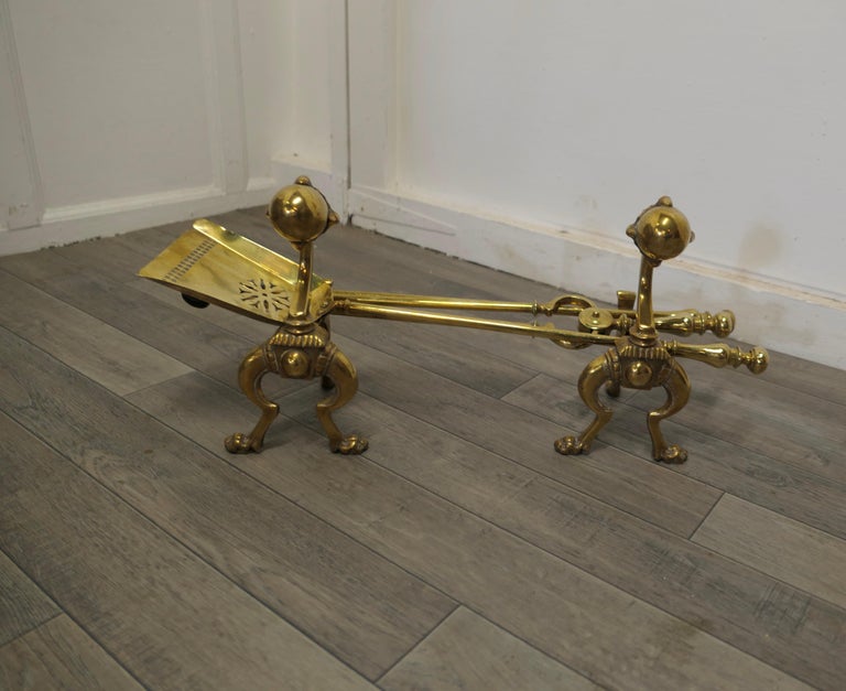Arts and Crafts Brass Gothic Fireside Companion Set, Fireside Tools For ...
