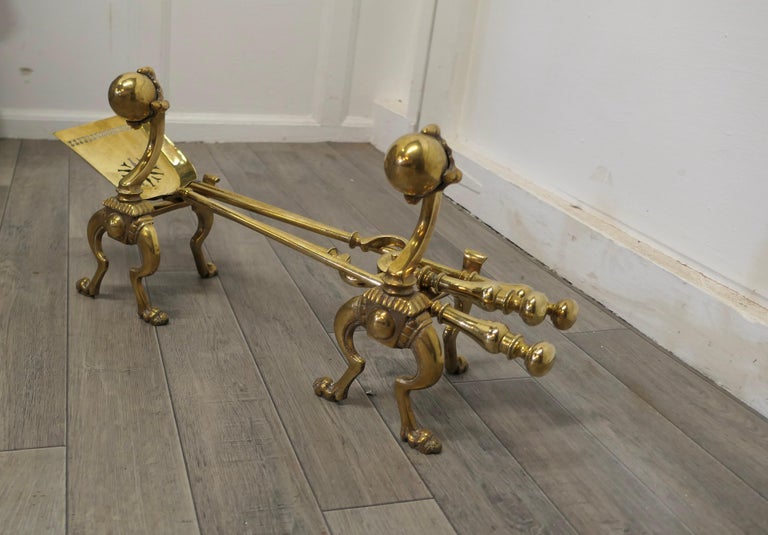 Arts and Crafts Brass Gothic Fireside Companion Set, Fireside Tools For ...