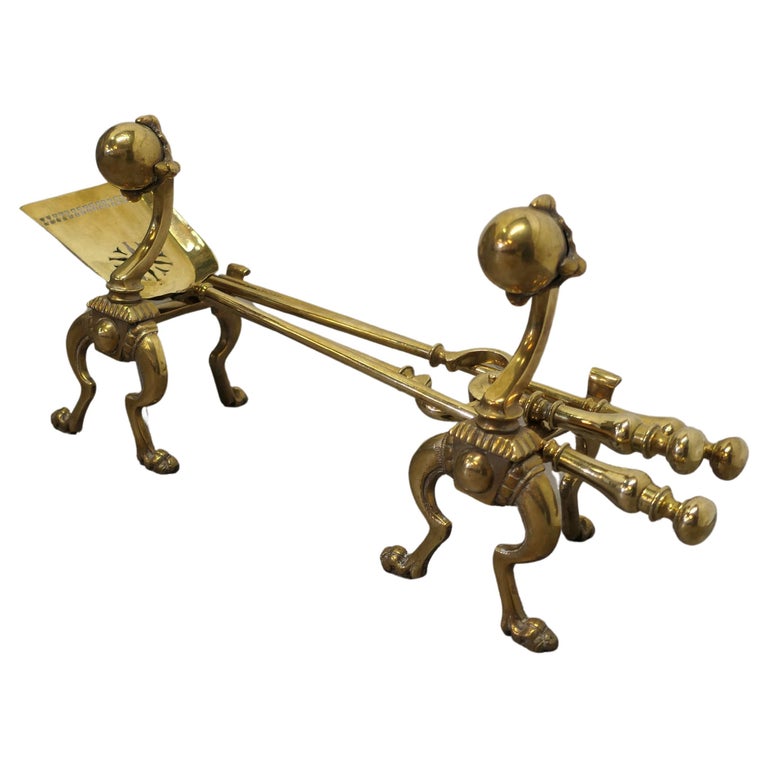 Arts and Crafts Brass Gothic Fireside Companion Set, Fireside Tools For ...