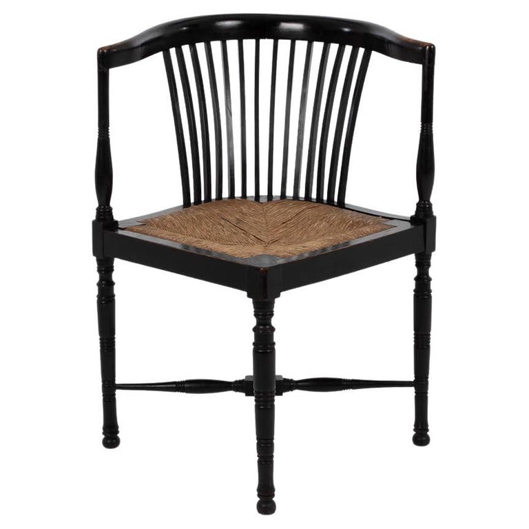 Arts and Crafts Ebonished Corner Chairs, circa 1900 For Sale at 1stDibs