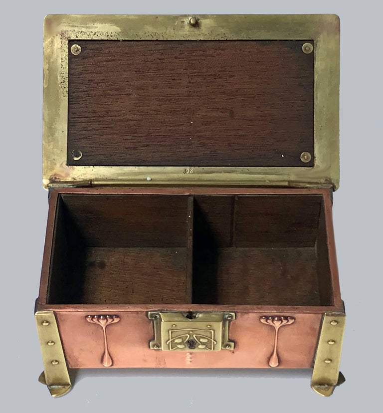 Arts and Crafts Enamel, Copper and Brass Box, circa 1900 at 1stDibs