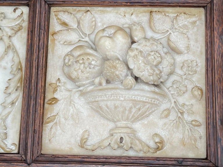 Arts and Crafts Era Coat Rack with Detailed and Deeply Carved Alabaster ...