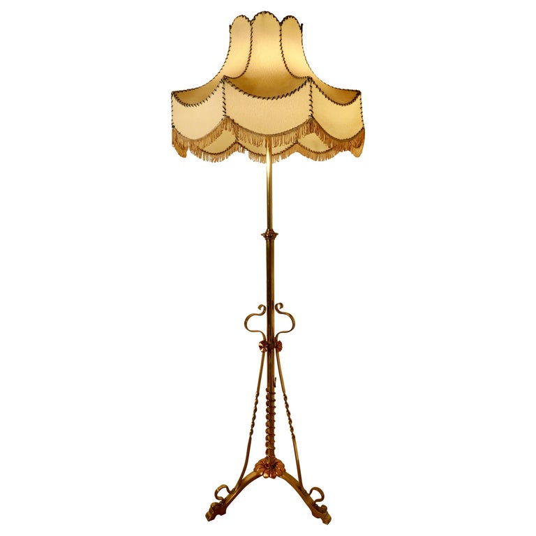 Arts and Crafts Extending Brass Floor Lamp, Standard Lamp at 1stDibs