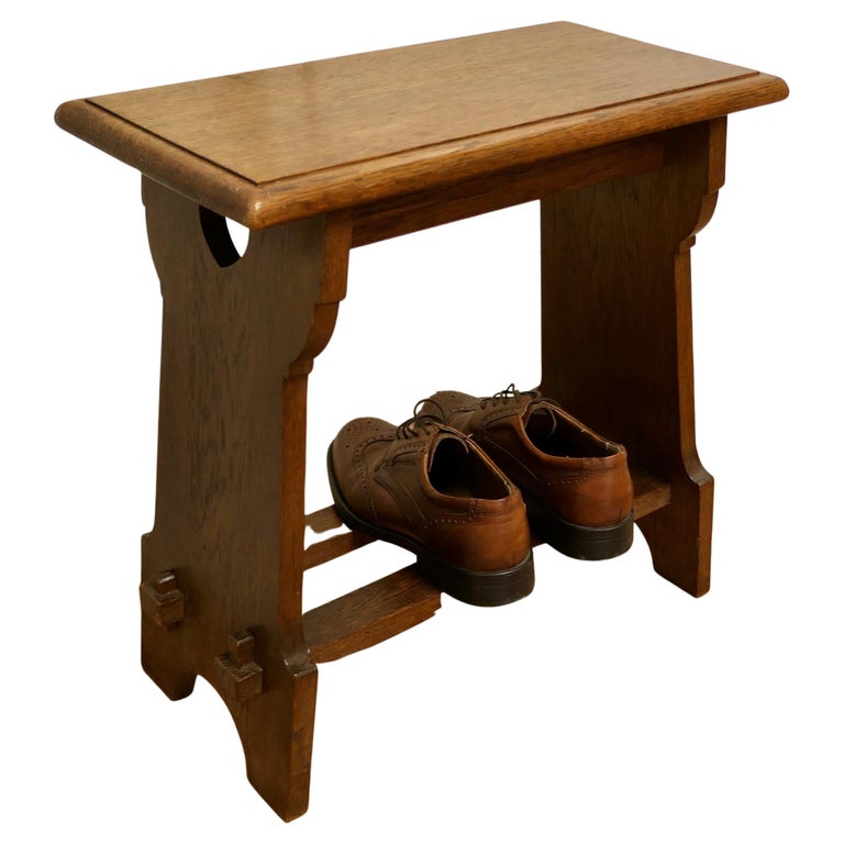 Arts and Crafts Golden Oak Joint Stool For Sale at 1stDibs