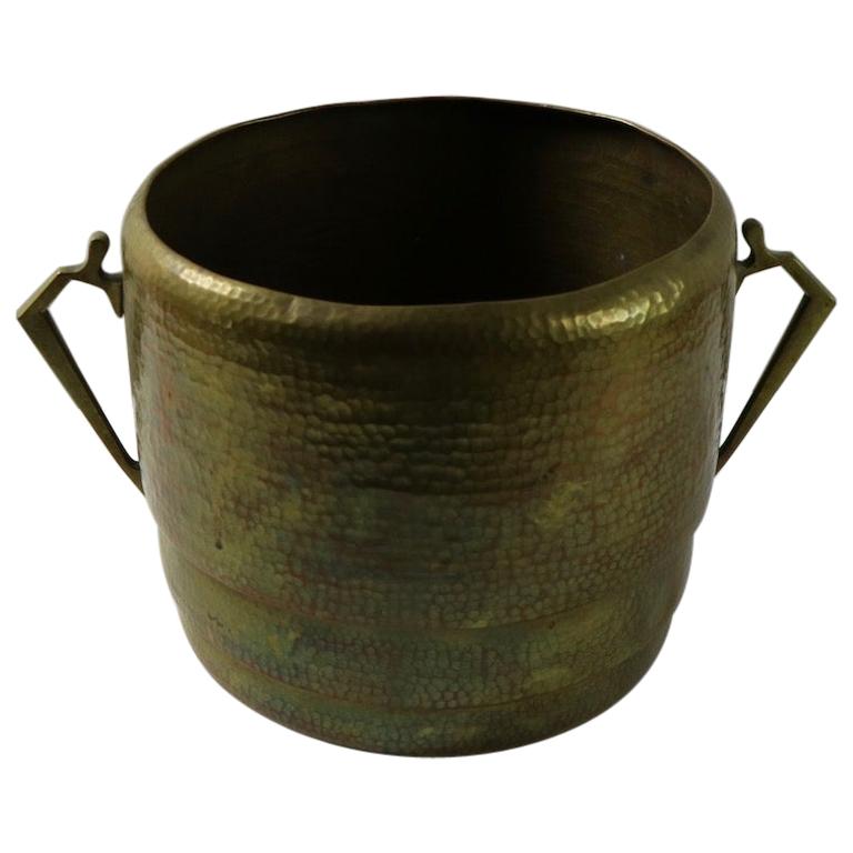 Arts and Crafts Hammered Brass Bucket Pail Planter Jardinière at ...