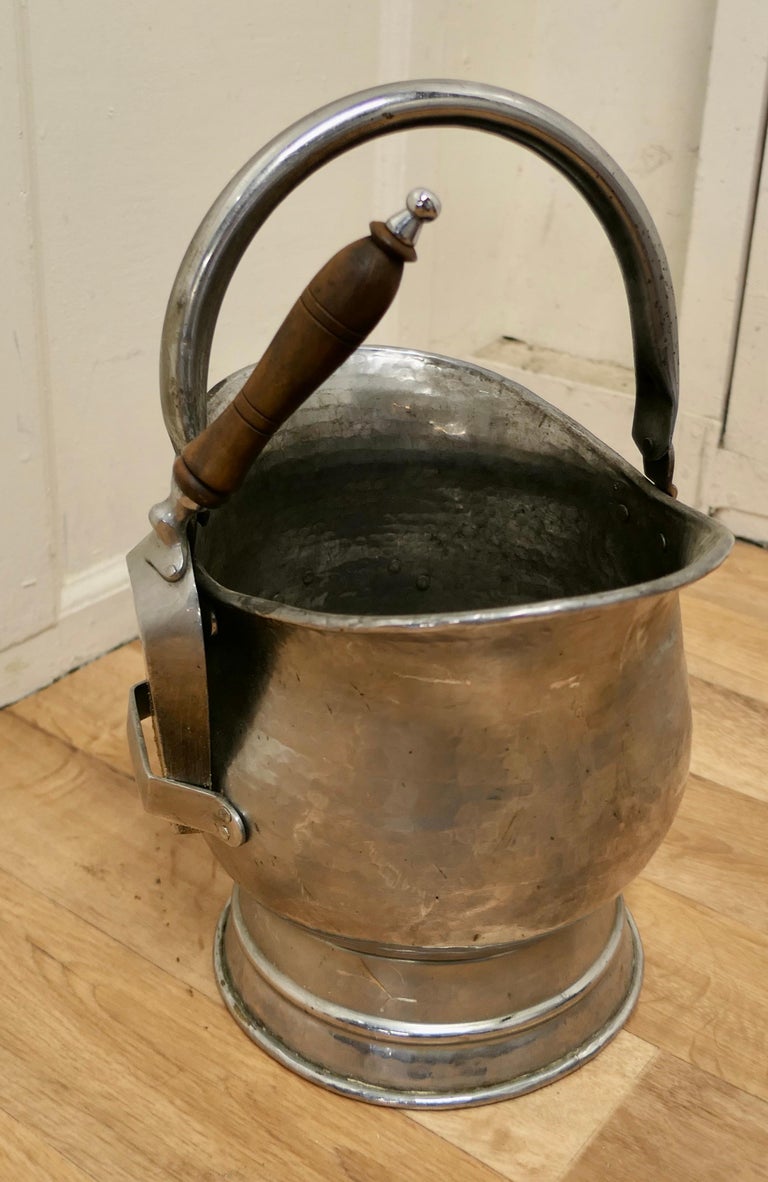 Arts and Crafts Hammered Steel Helmet Coal Scuttle For Sale at 1stDibs