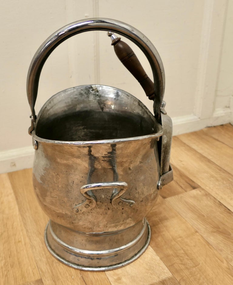 Arts and Crafts Hammered Steel Helmet Coal Scuttle For Sale at 1stDibs