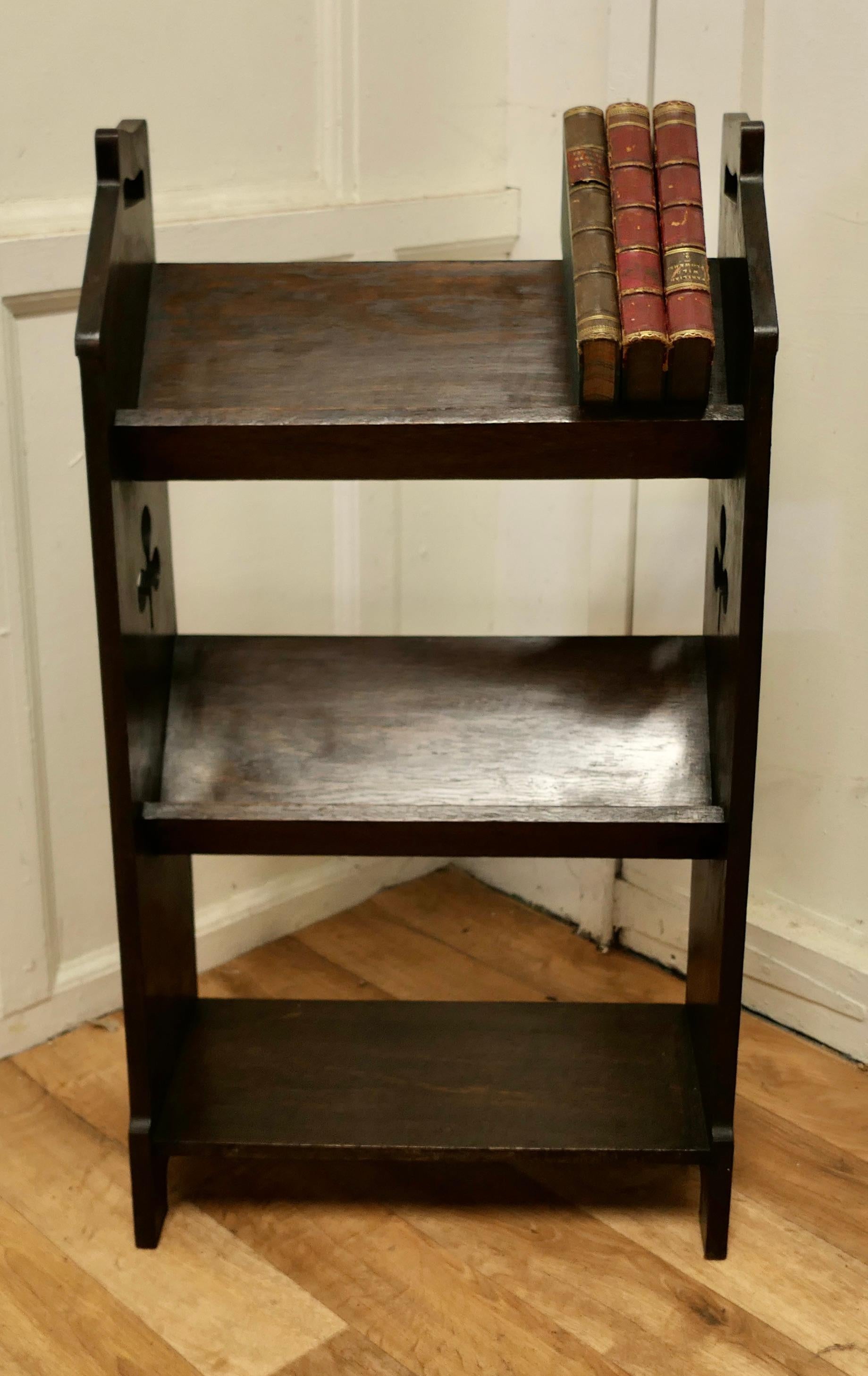Arts and Crafts Irish Open Front Oak Slope-Shelf Bookcase at 1stDibs