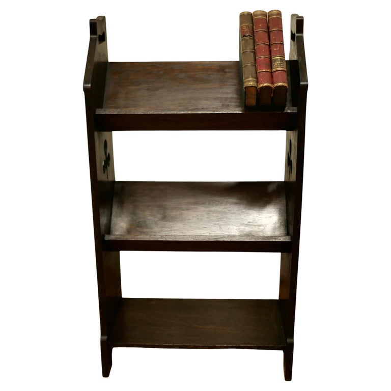 Arts and Crafts Irish Open Front Oak Slope-Shelf Bookcase at 1stDibs
