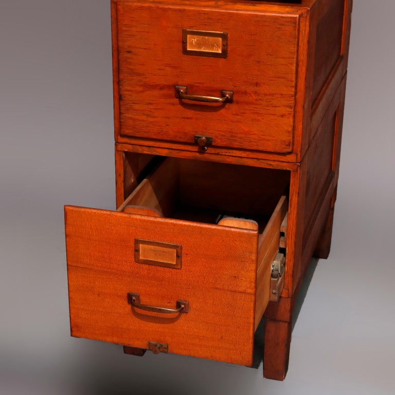 Arts and Crafts Oak 4-Section Stack Filing Cabinet by Shaw Walker ...