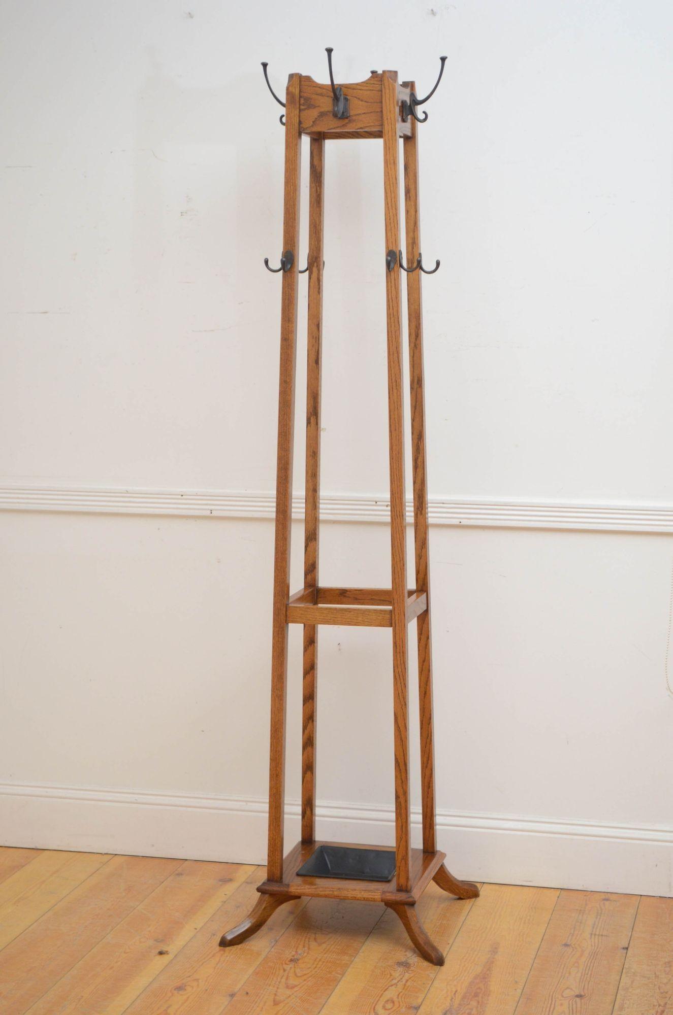 Arts and Crafts Oak Coat Stand at 1stDibs