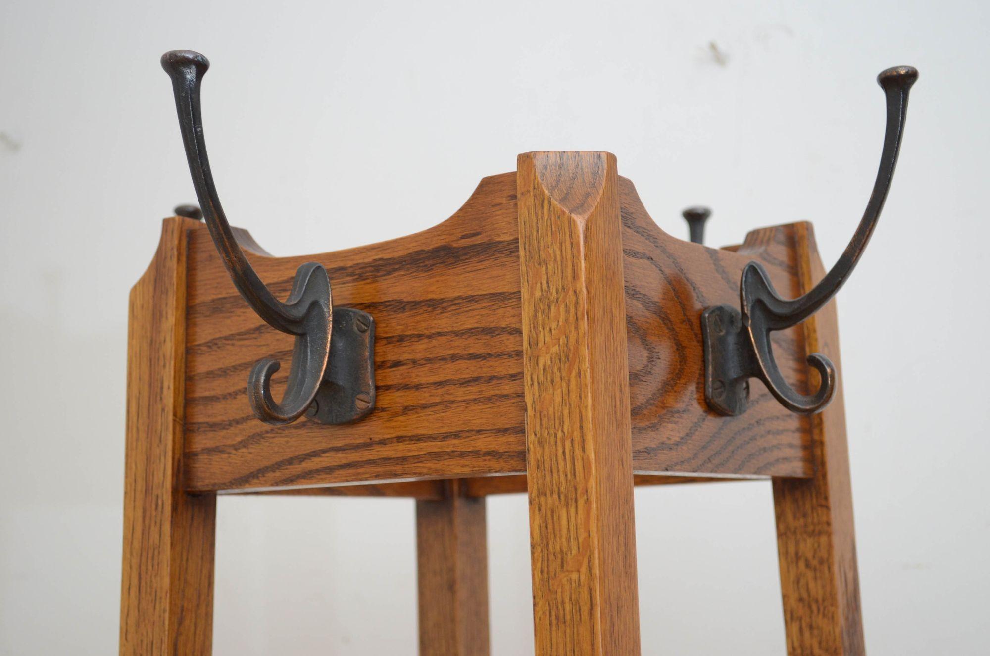 Arts and Crafts Oak Coat Stand at 1stDibs