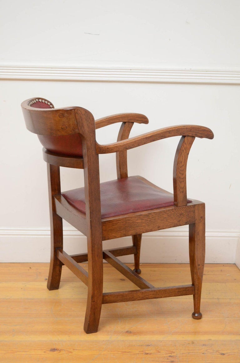 Arts and Crafts Oak Desk Chair / Office Chair For Sale at 1stDibs