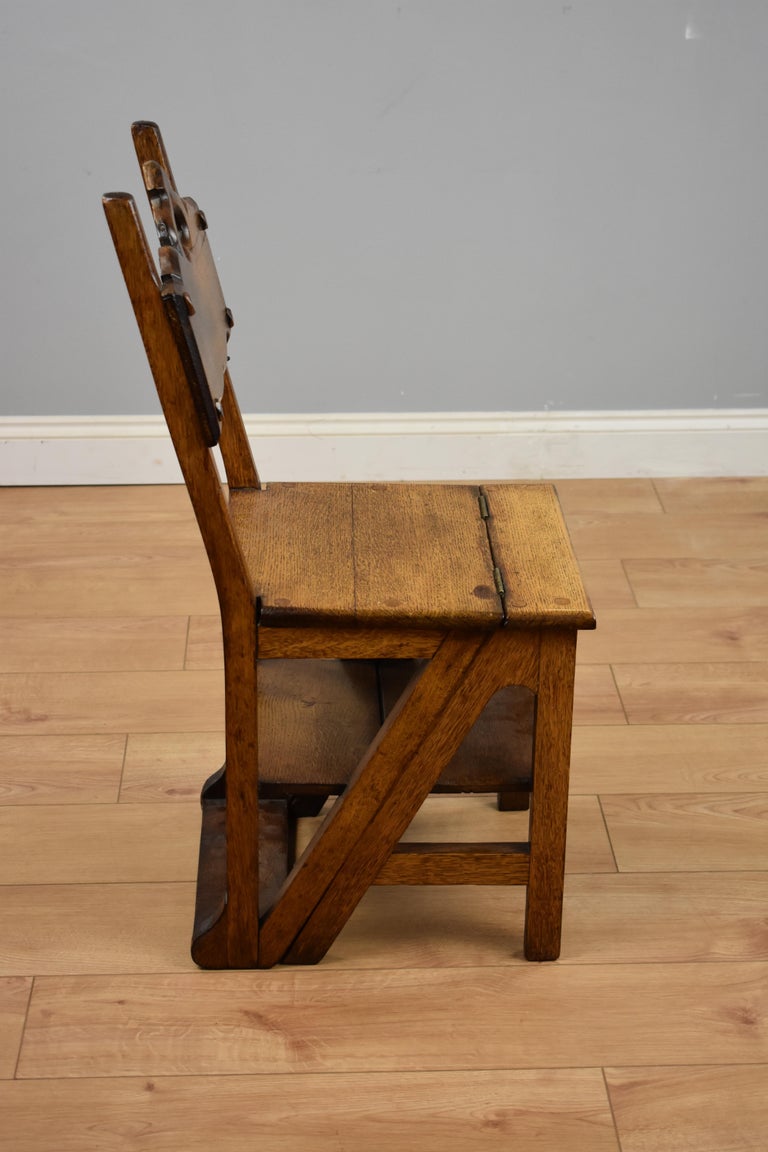 Arts and Crafts Oak Metamorphic Chair/steps at 1stDibs