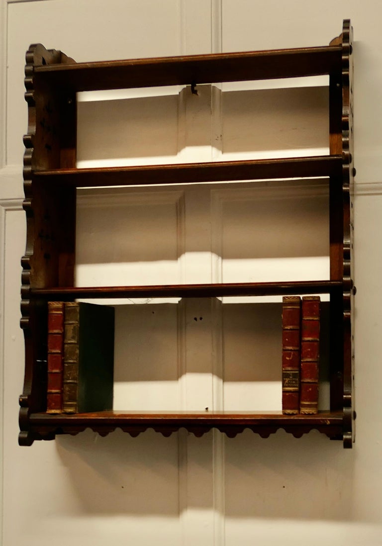Arts and Crafts Open Front Wallhanging Walnut Bookshelf For Sale at 1stDibs