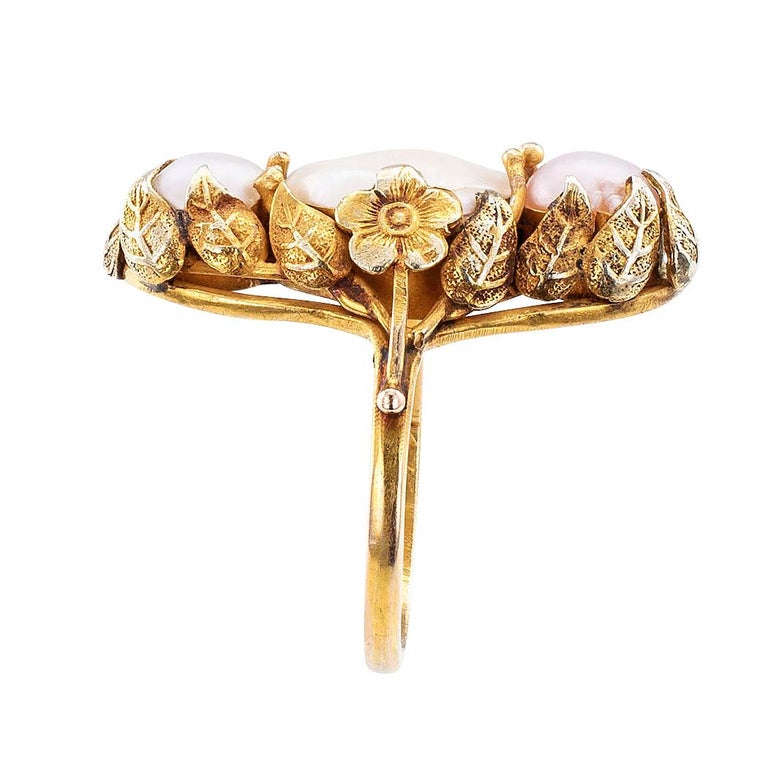 Arts and Crafts Pearl Gold Ring at 1stDibs | arts and crafts rings