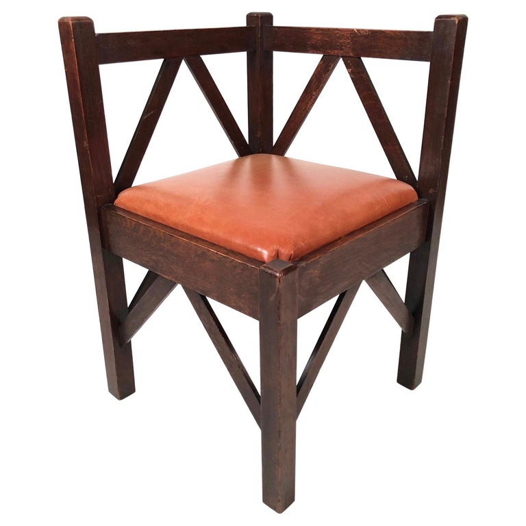 Arts and Crafts Period Oak Corner Chair at 1stDibs