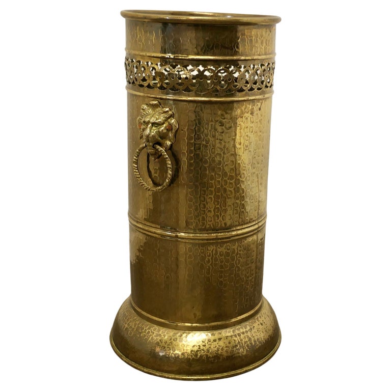 Arts and Crafts Pierced Brass Stick Stand, Umbrella Stand at 1stDibs