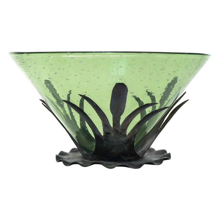 Arts and Crafts Pomona Green Steuben Bowl Centerpiece at 1stDibs