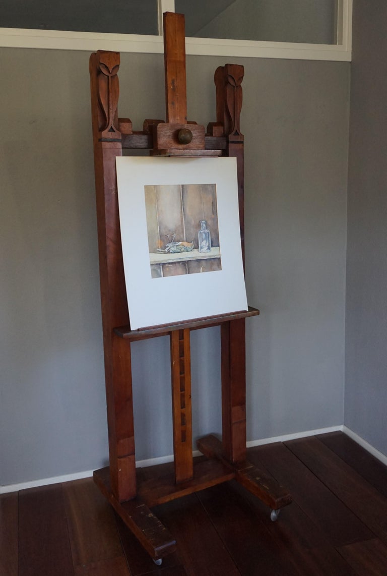 Arts and Crafts Studio Easel / Gallery Display Stand w. Stylized Owl ...