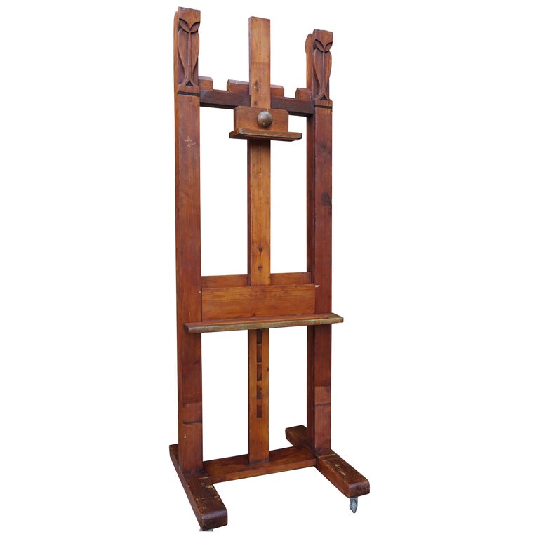 Arts and Crafts Studio Easel / Gallery Display Stand w. Stylized Owl ...